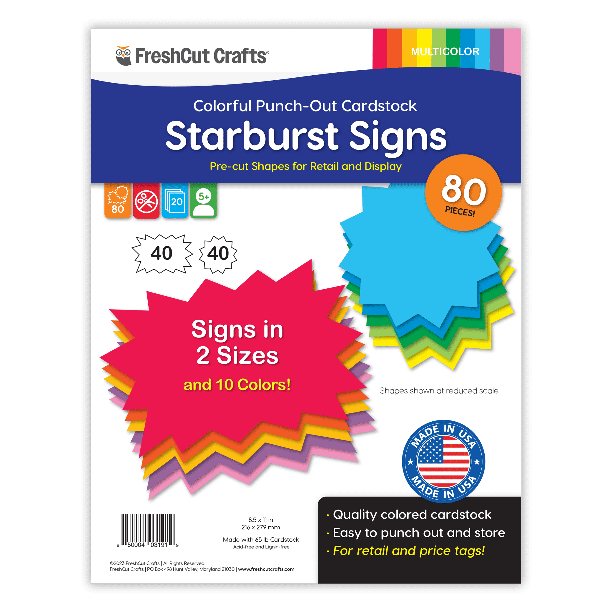 FreshCut Crafts Punch Out Paper Cutouts, Starburst Shapes, Multicolor ...