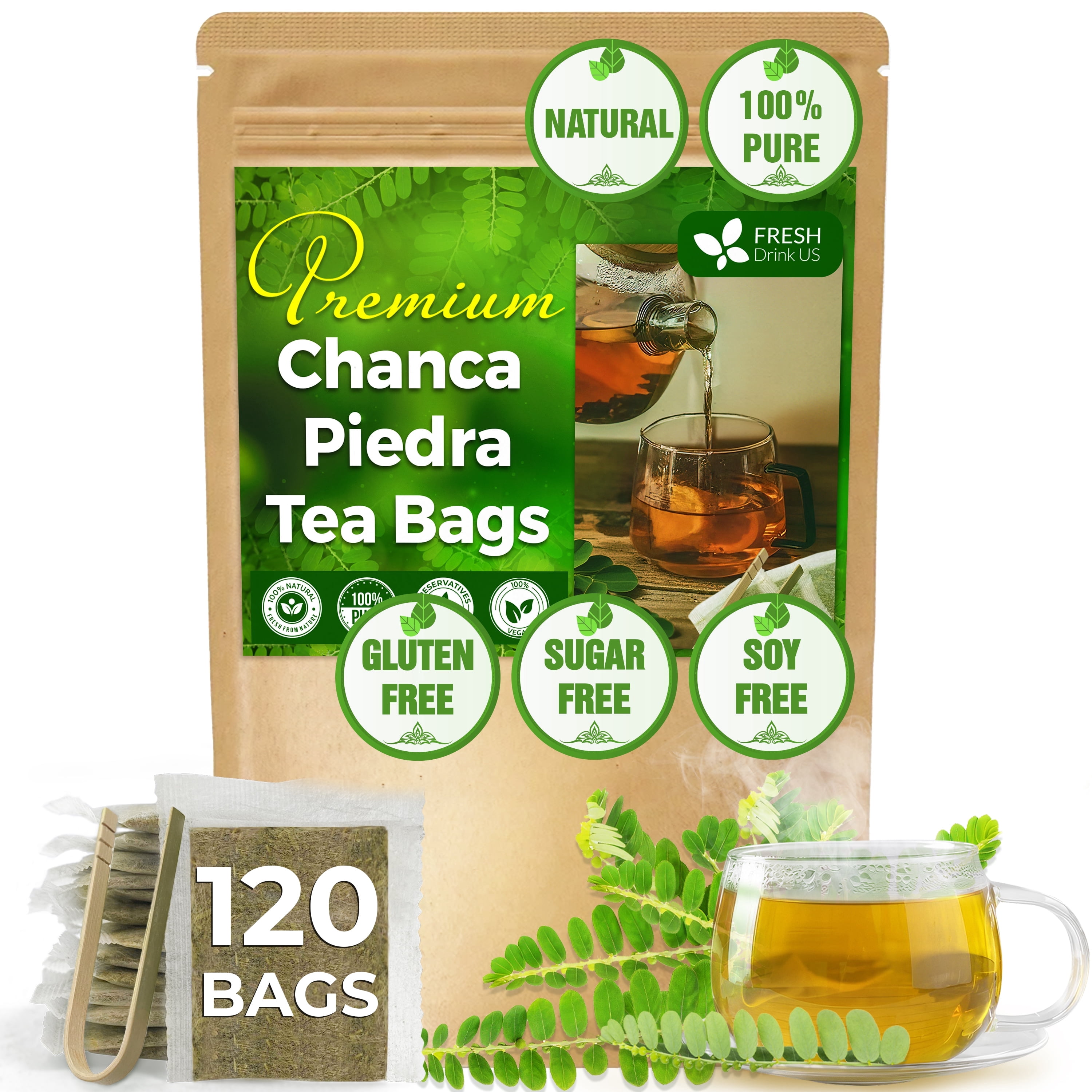 FreshDrinkUS, 120 Tea bags Dried Chanca Piedra Leaves, Chanca Piedra ...