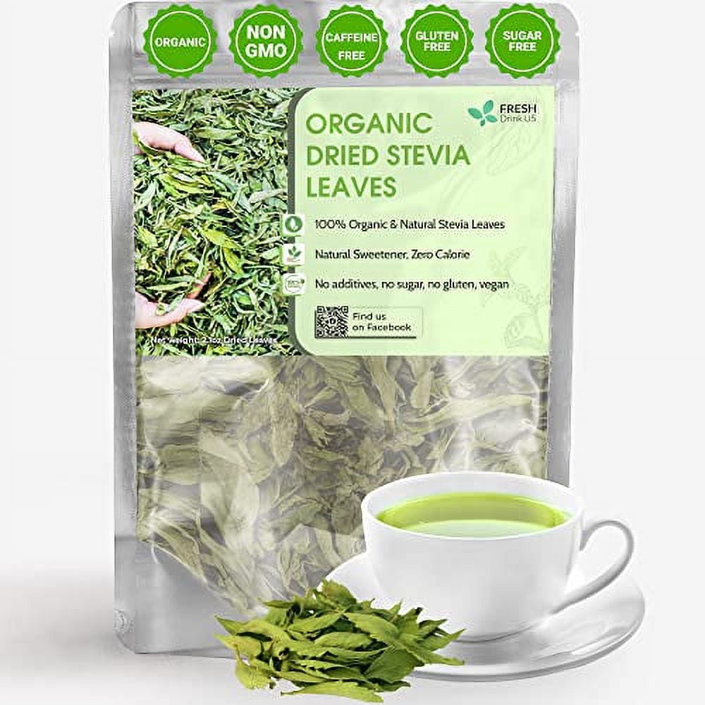 FreshDrinkUS, 2.1oz Premium Natural Dried Stevia Leaves, Organic & Non ...