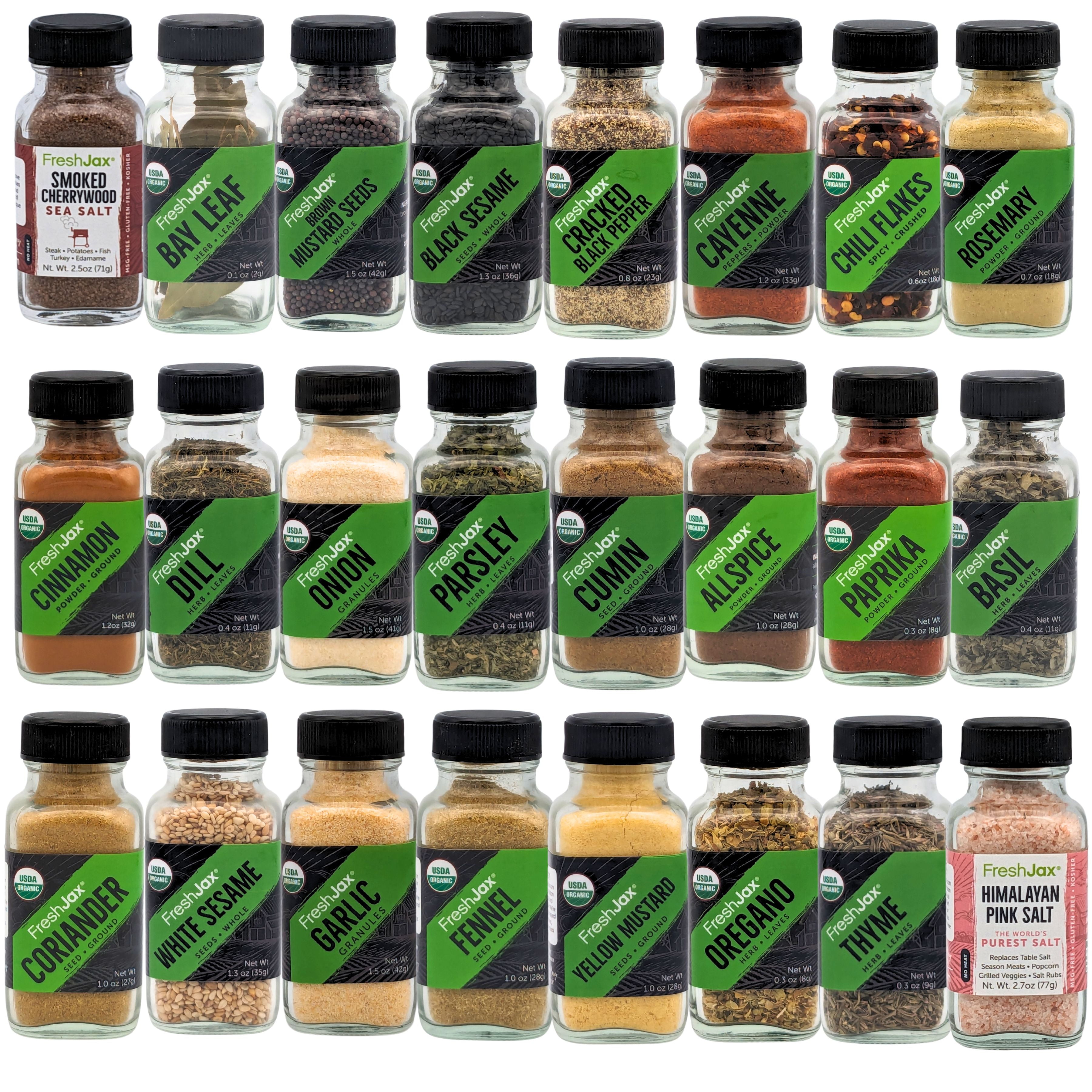FreshJax 25 Organic Spices | 25 Organic Bottles Starter Set | Herbs and ...