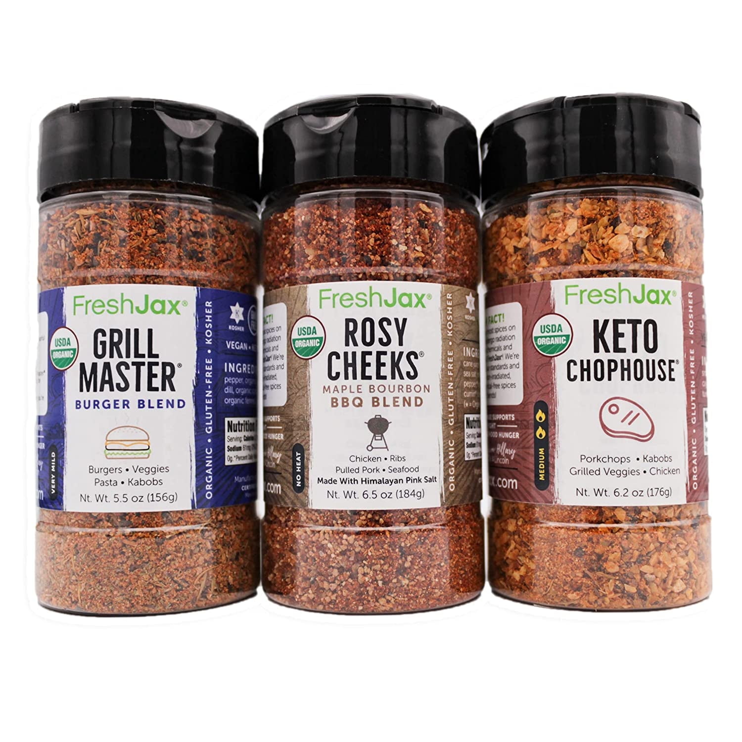 FreshJax Grill and BBQ Seasoning Gift Set | Pack of 3 Large Organic ...