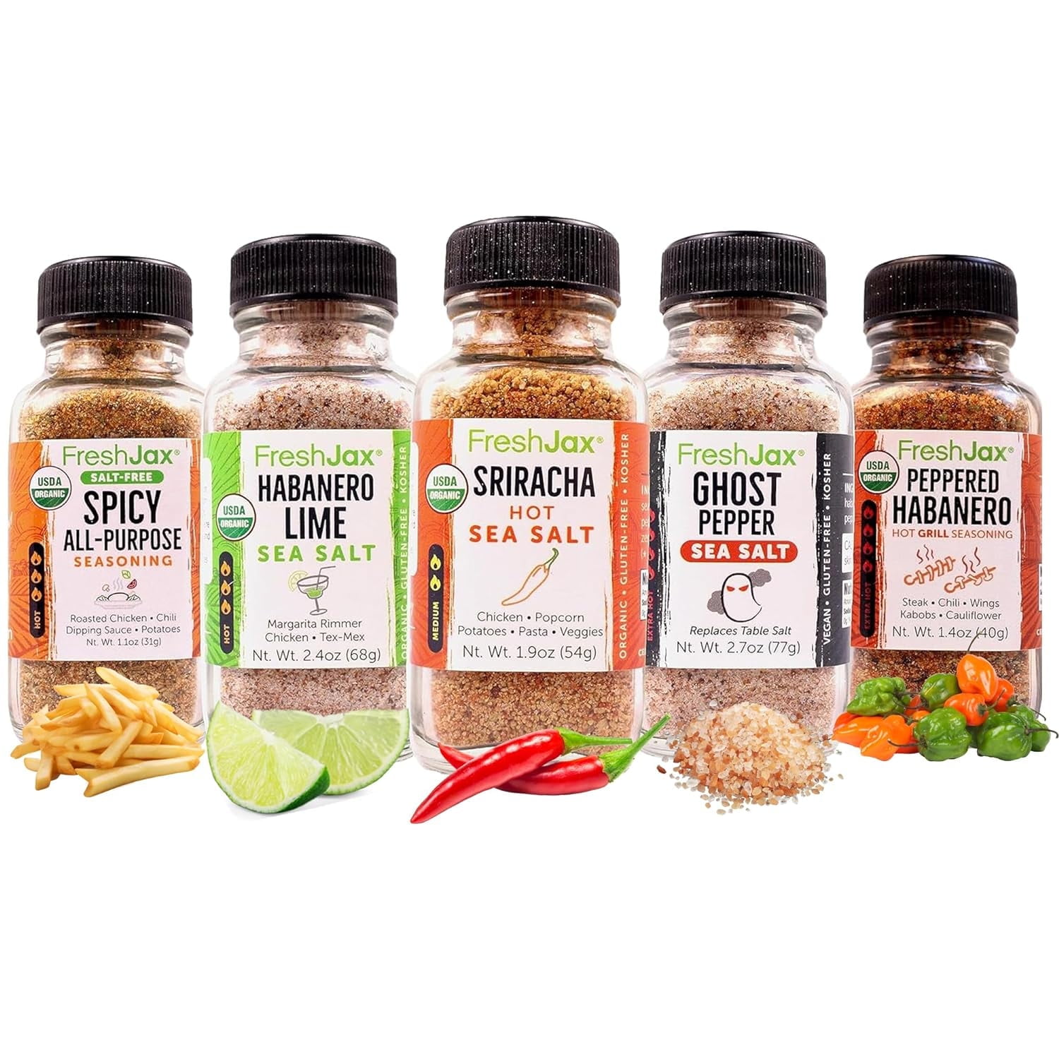 FreshJax Hot & Spicy Seasoning Gift Set | Pack of 5 Organic Hot & Spicy ...