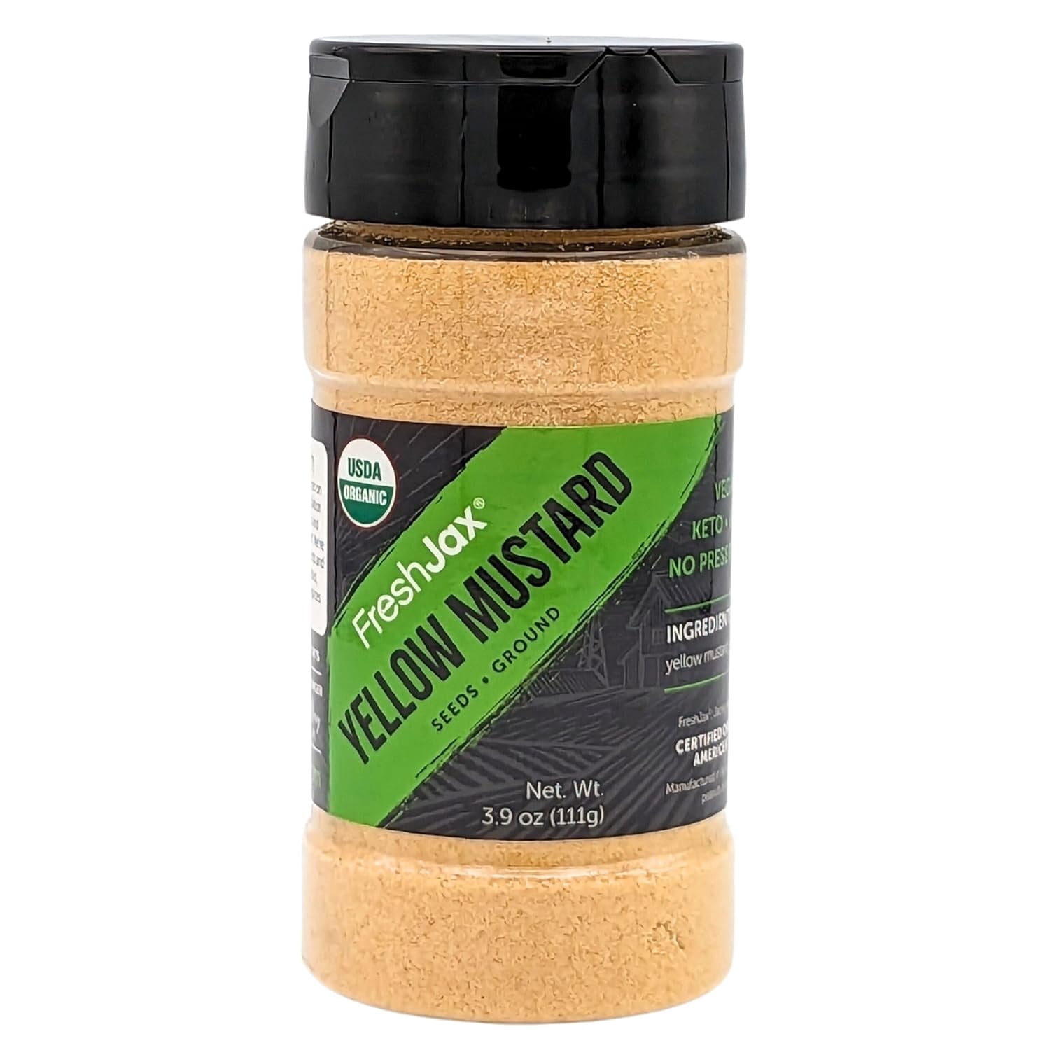 FreshJax Organic Ground Yellow Mustard Seeds Powder (3.9 oz Bottle) Non ...