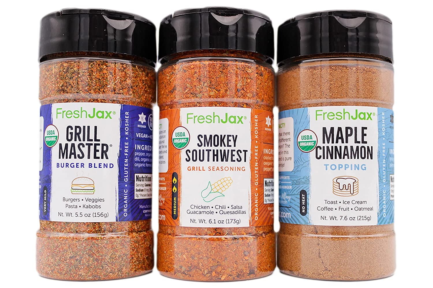 FreshJax Organic Seasoning Variety Pack - Grilling Spice Gift Set | 3 ...