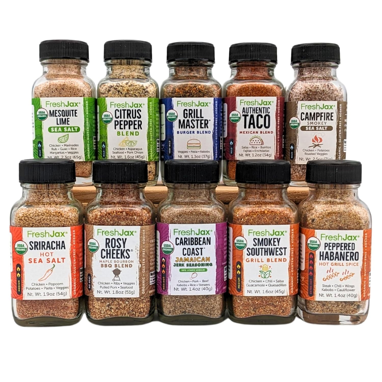 FreshJax Organic Spices | 10 Grill Master Meat Rubs Gift Set | Sampler ...