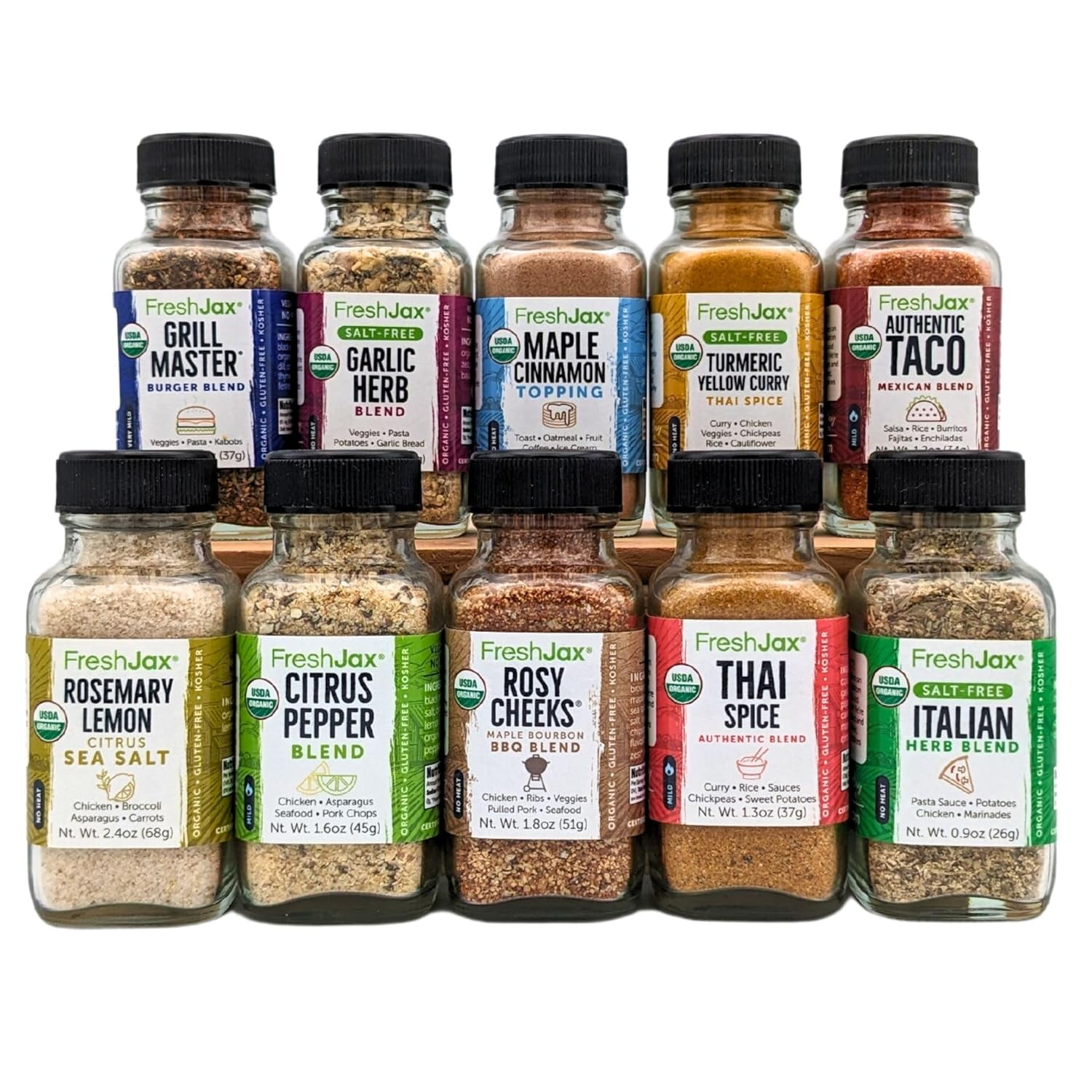 FreshJax Organic Spices | 10 Vegetable Seasoning Starter Pack | Sampler ...