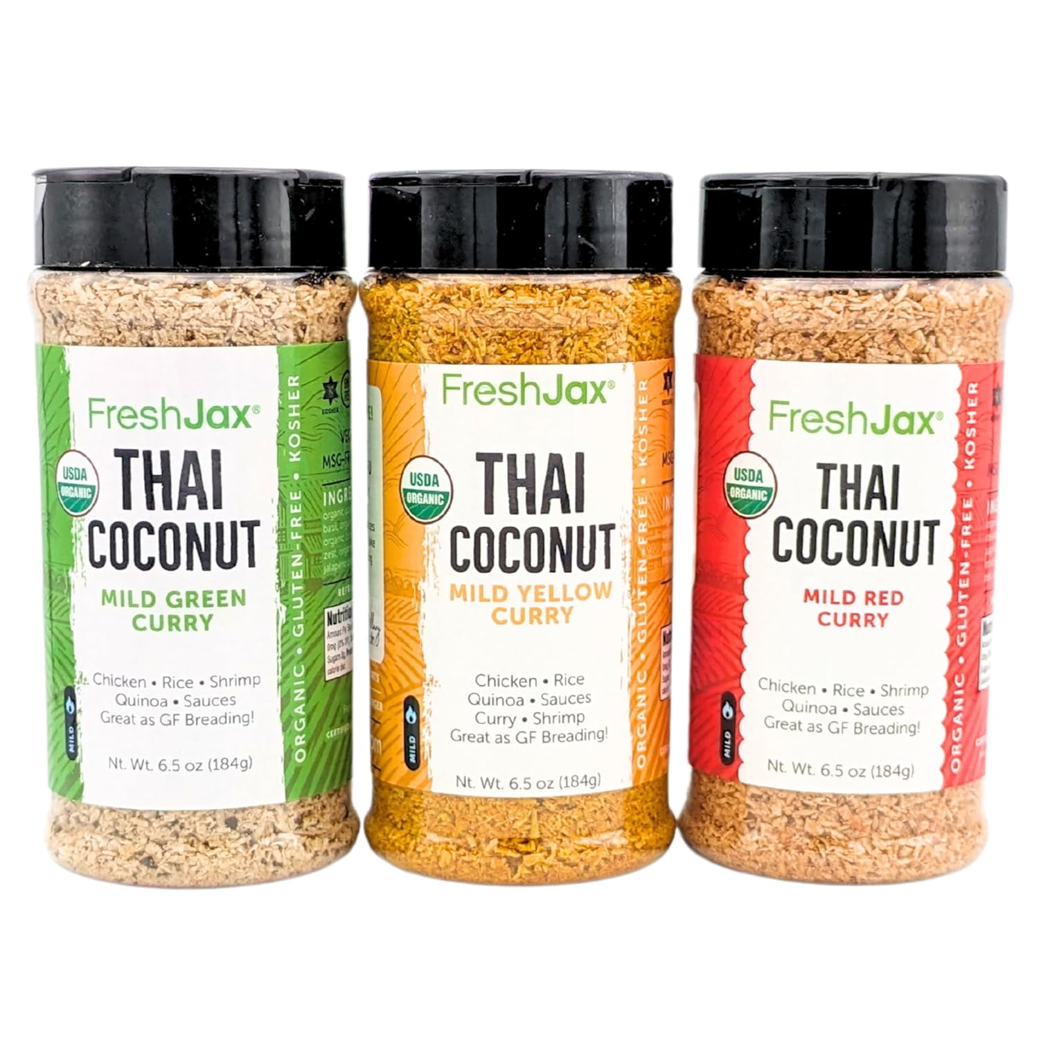 FreshJax Organic Thai Coconut Curry Powder - Red, Yellow and Green | 3 ...