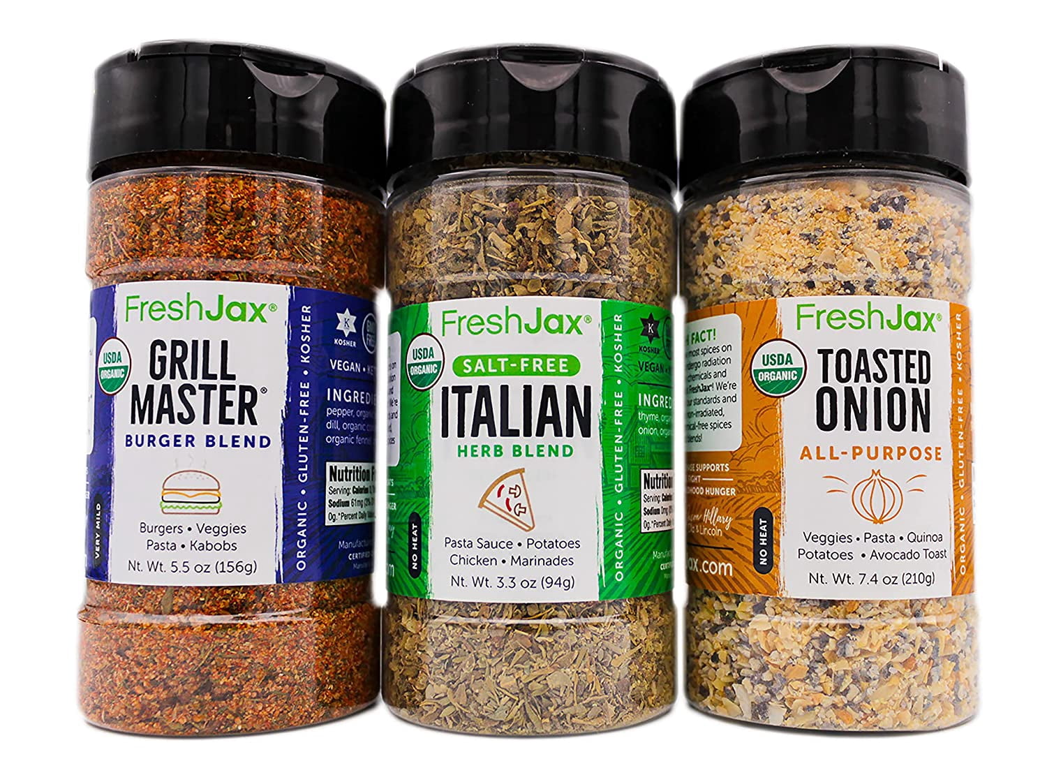 FreshJax Organic Vegetable Seasoning Gift Set | 3 Large Bottles | Grill ...
