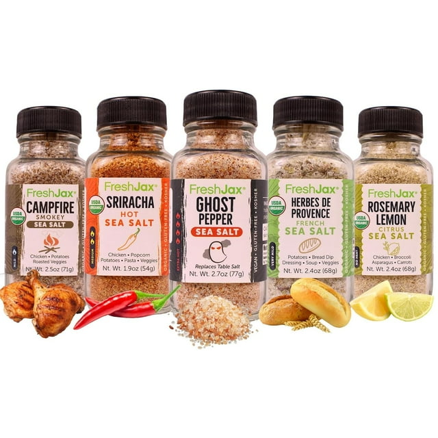 FreshJax Seasoned Sea Salt Gift Set | Pack of 5 Sea Salt Organic ...