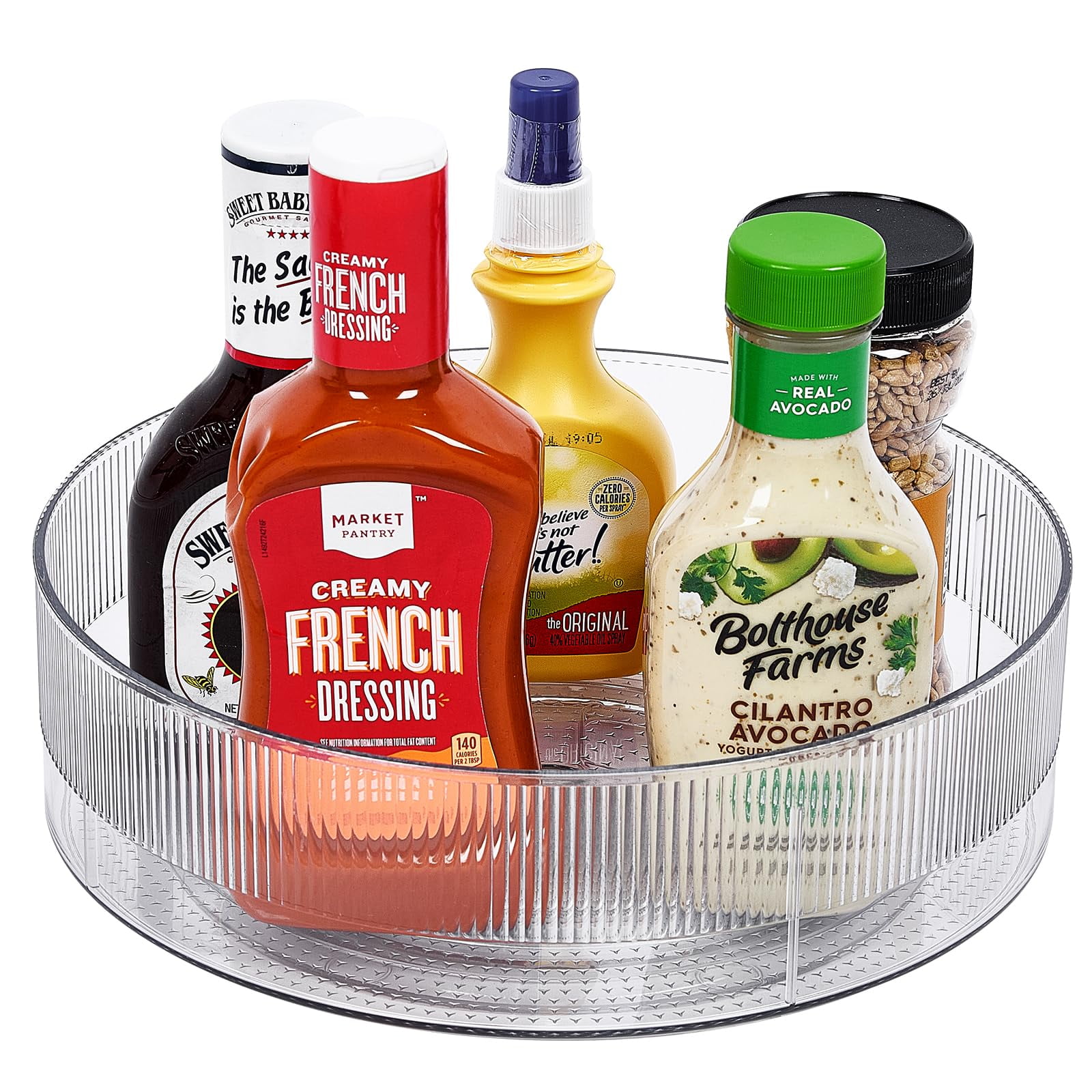 FreshKeeper Plastic Lazy Susan Organizer, Clear Pantry Lazy Susan ...
