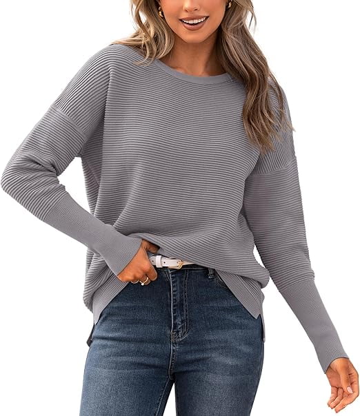 FreshPretty Casual Women Fall Sweater Long Sleeve Ribbed Knit Pullover ...
