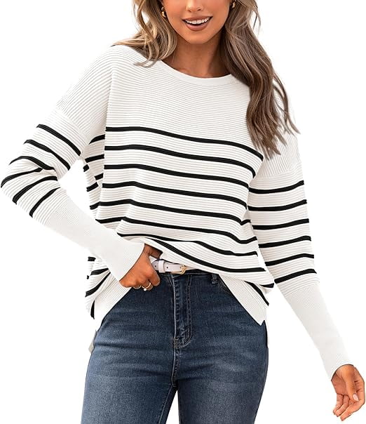 FreshPretty Casual Women Fall Sweater Long Sleeve Ribbed Knit Pullover ...