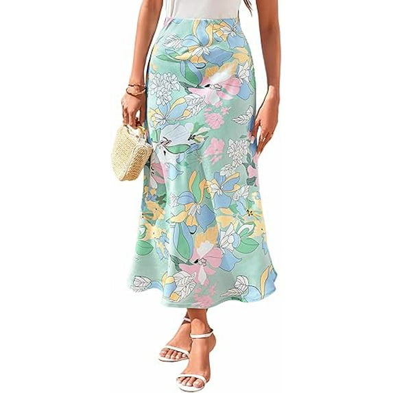 FreshPretty Satin Skirts for Women Trendy Spring Summer High Waisted ...