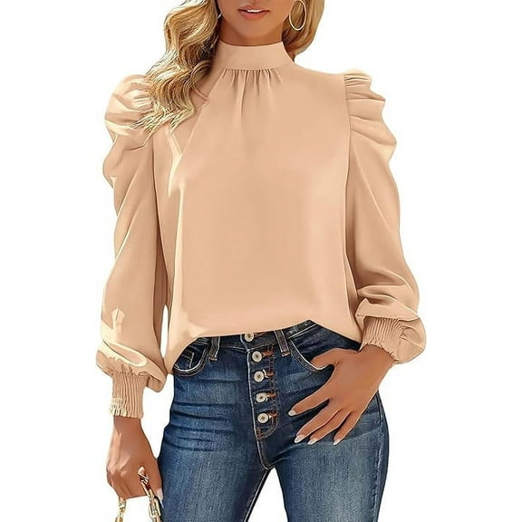 Blouse for Women Dressy Casual Satin Long Sleeve Cowl Neck Shirts Fall ...