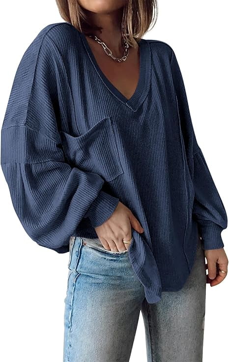 FreshPretty Women's Ribbed Long Sleeve Tops Summer Spring Pullover Knit ...