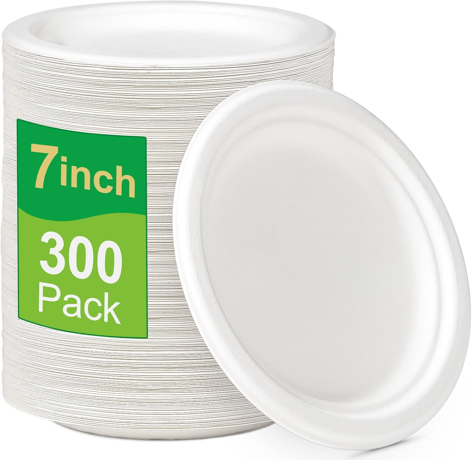 FreshVille 300 Pack Paper Plates Bulk, 7 inch Small Paper Plates, 100% ...