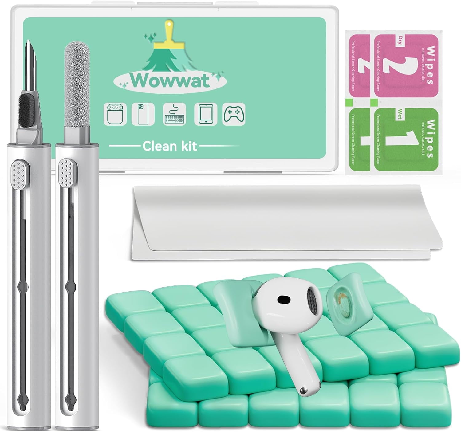 FreshVille for Airpods Cleaner Kit,Bluetooth Earbuds 3 in 1 Multi ...