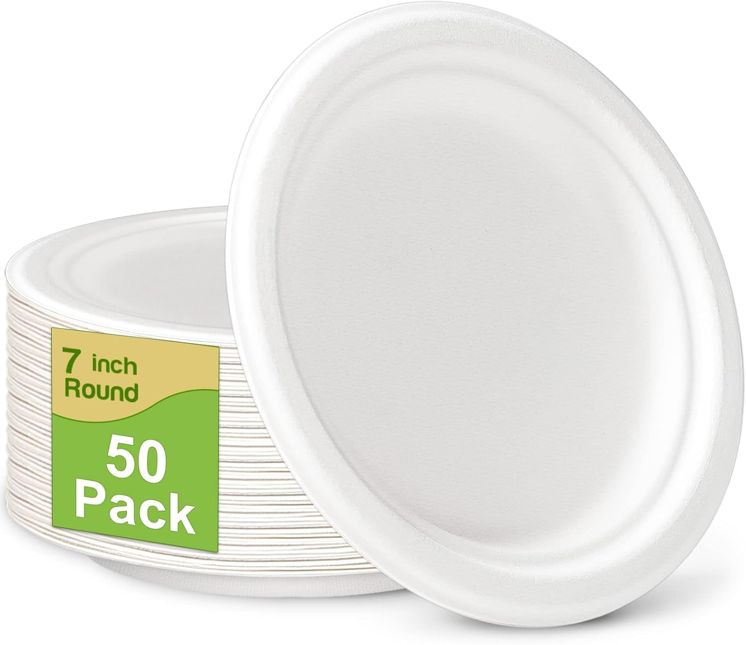 FreshVille Small Paper Plates 50 Pack, 7 inch Paper Dessert Plates, 100 ...