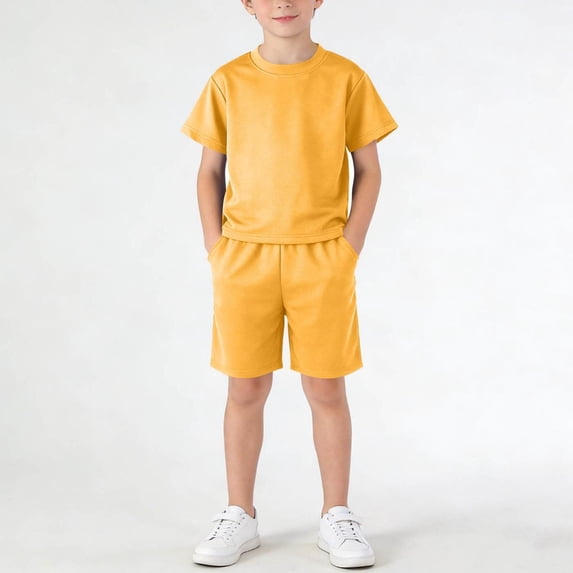 Freshbabe Boys 2-Piece Solid Blue Short Sleeve T-Shirt & Shorts Set ...