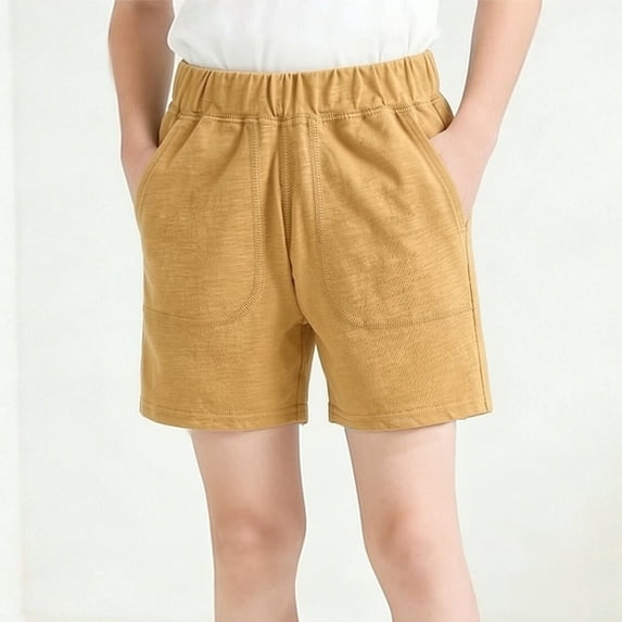 Freshbabe Boys Girls Solid Sports Shorts Elastic Waist Side Pocket ...