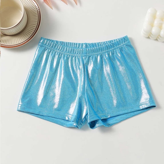 Freshbabe Girls Solid Shiny Cheerleading Gym Shorts Elastic Waist Loose ...