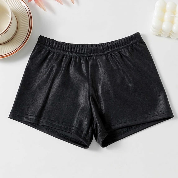 Freshbabe Girls Solid Shiny Cheerleading Gym Shorts Elastic Waist Loose ...