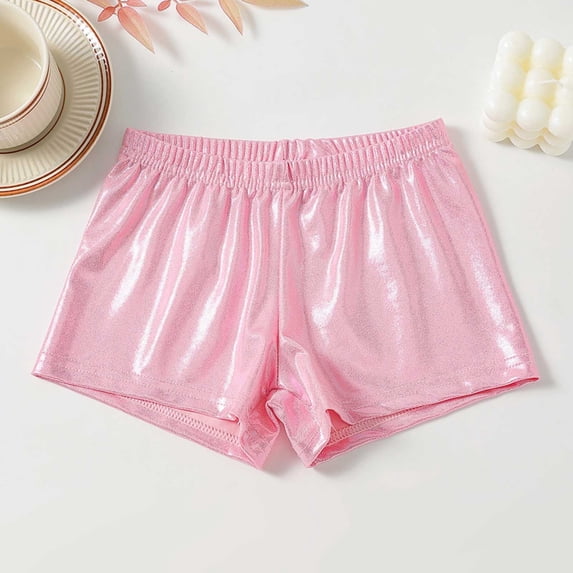 Freshbabe Girls Solid Shiny Cheerleading Gym Shorts Elastic Waist Loose ...