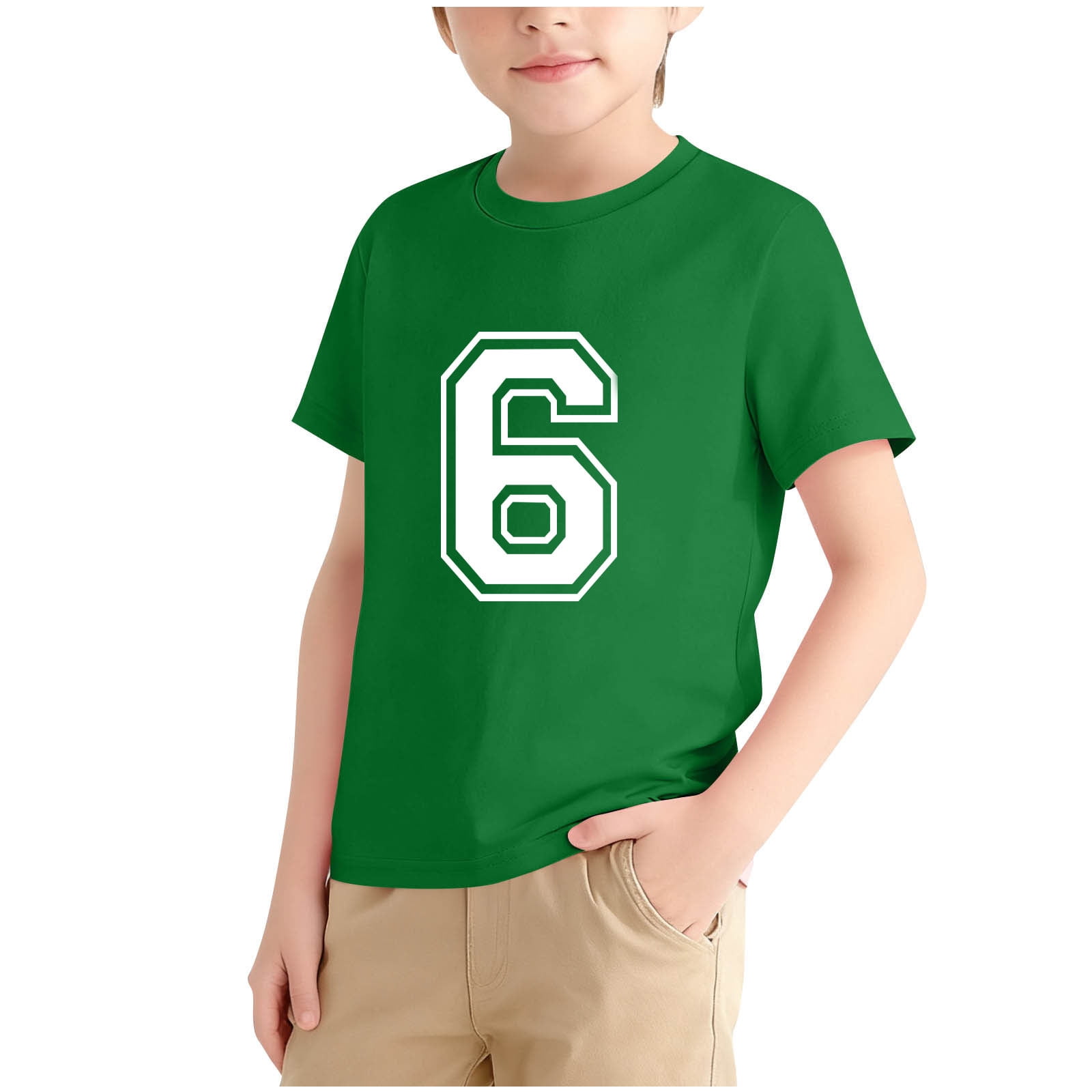 Freshbabe Kids Boys Number 6 Crew Neck Short Sleeve T-Shirt, Varsity ...