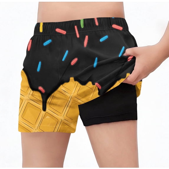 Freshbabe Kids Ice Cream Waffle All Over Print Skort Shorts Built-In ...
