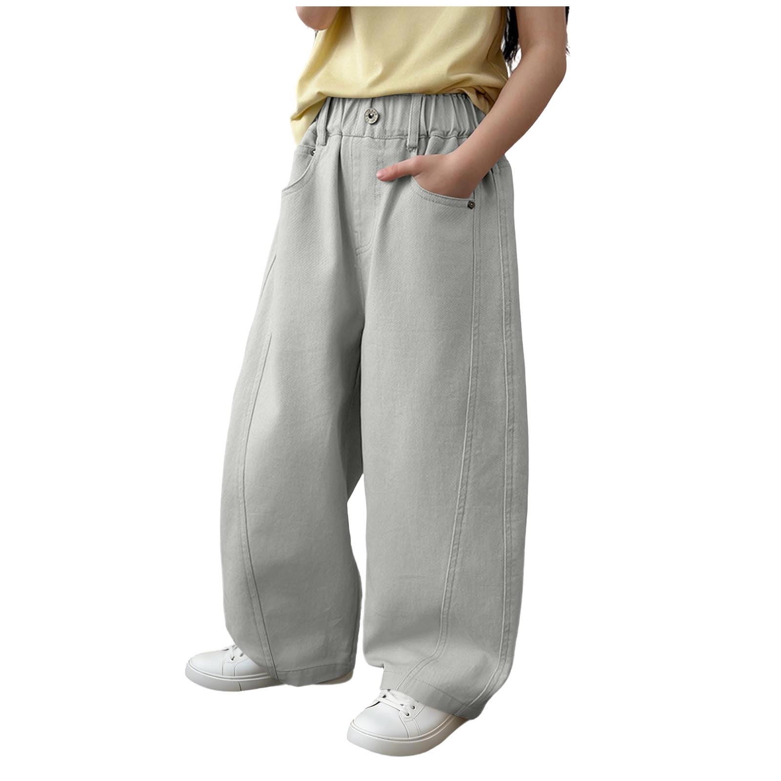 Freshbabe Kids Multi-Color Wide Leg Jeans Elastic Waist Casual Denim ...