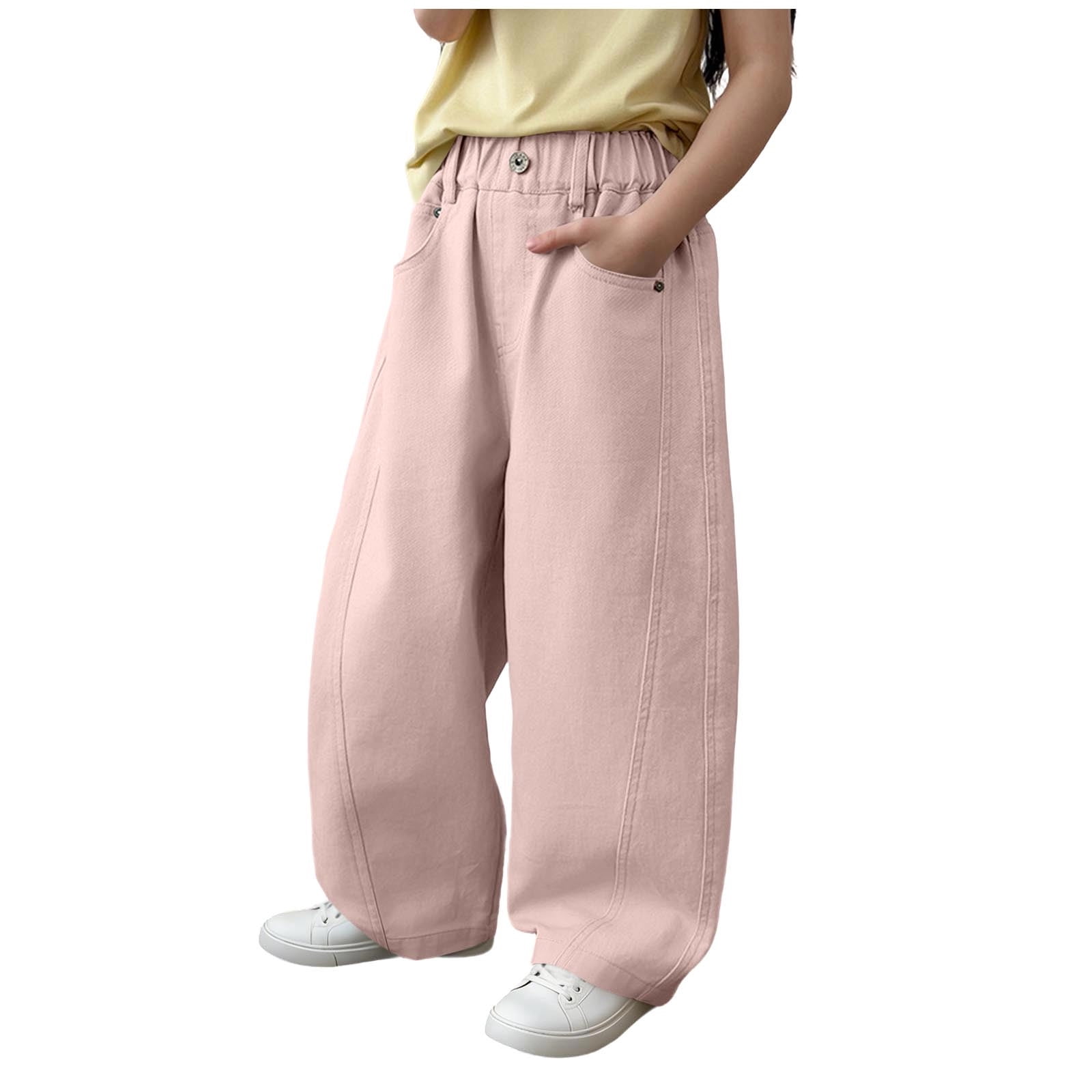 Freshbabe Kids Multi-Color Wide Leg Jeans Elastic Waist Casual Denim ...
