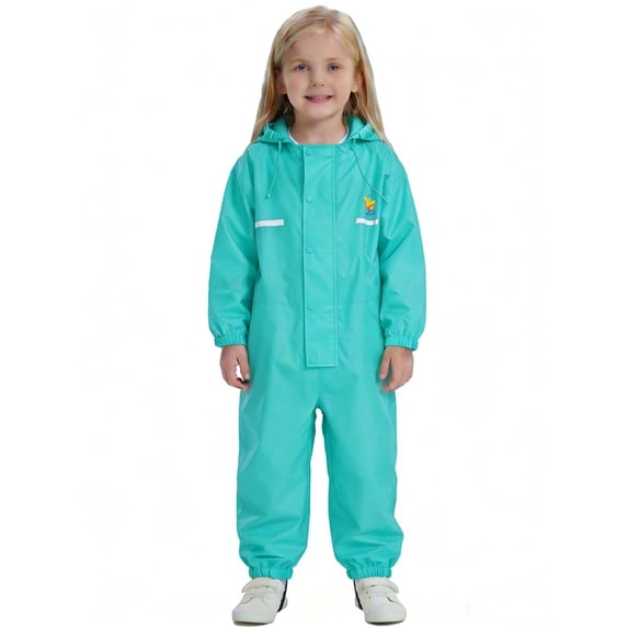 Freshbabe Kids Solid Waterproof Rain Suit Hooded Jumpsuit With ...