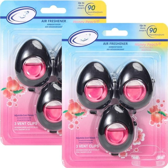 Freshener Vent Clip 3 Count ( of 2), Honey Peach Scent, 4 ml Each, Long ...