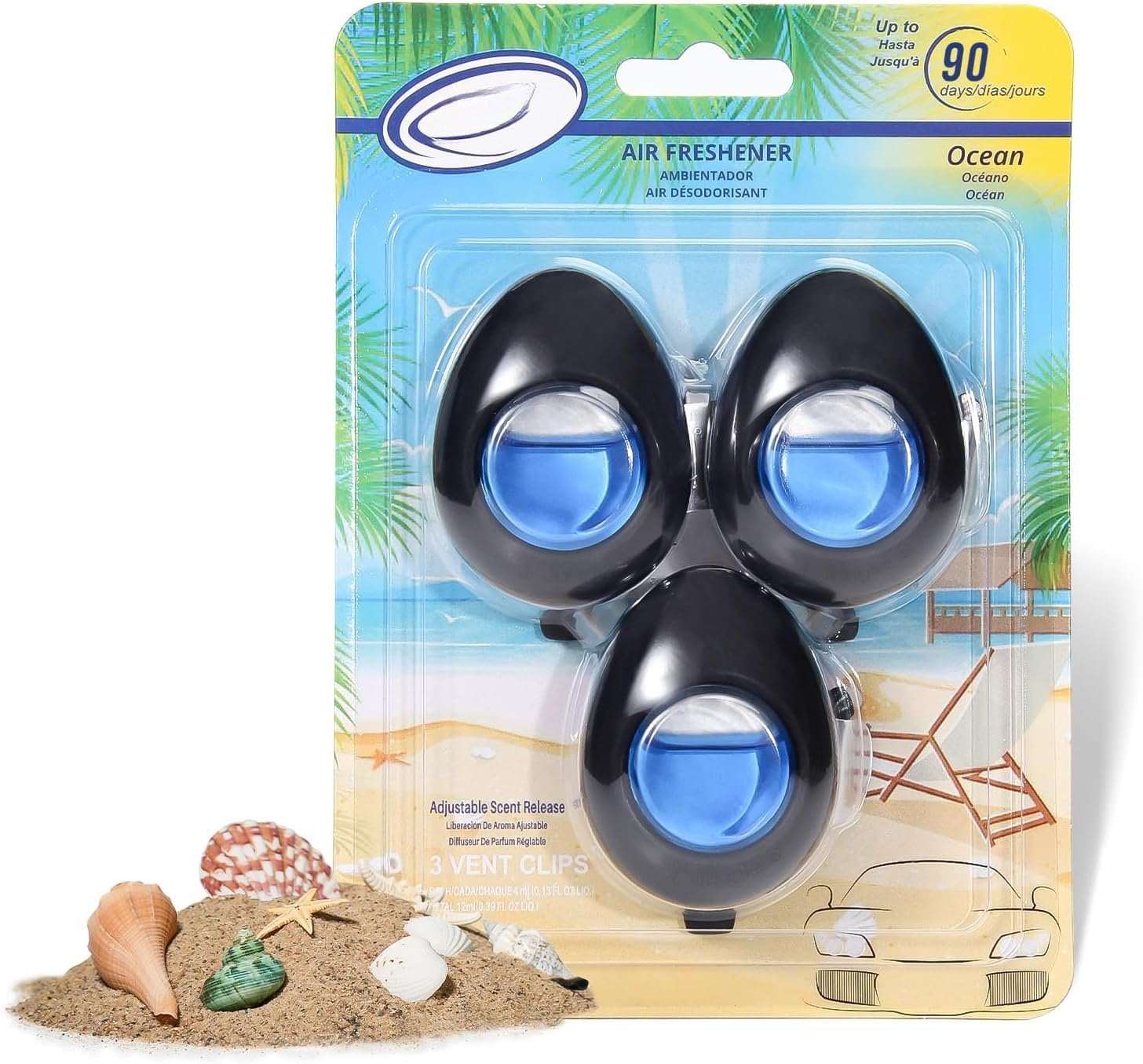 Freshener Vent Clip 3 Count, Scent, 4 ml Each, Long-Lasting Odor ...