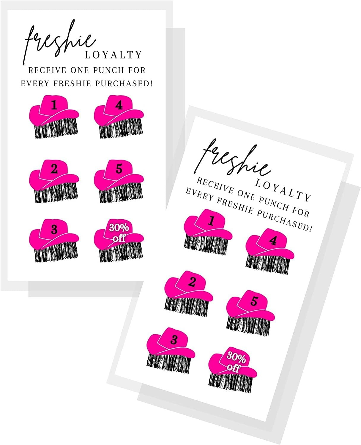 Freshie Loyalty Cards with Fringe Cowgirl Hats 50 Pack 2" x 3.5" inches ...