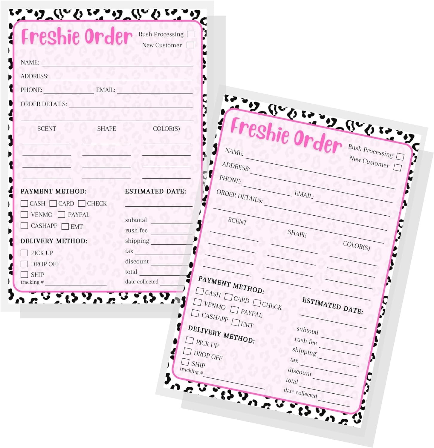 Freshie Order Form 50 pk 5x7 Scent Label for Customer Re-Orders Bulk ...