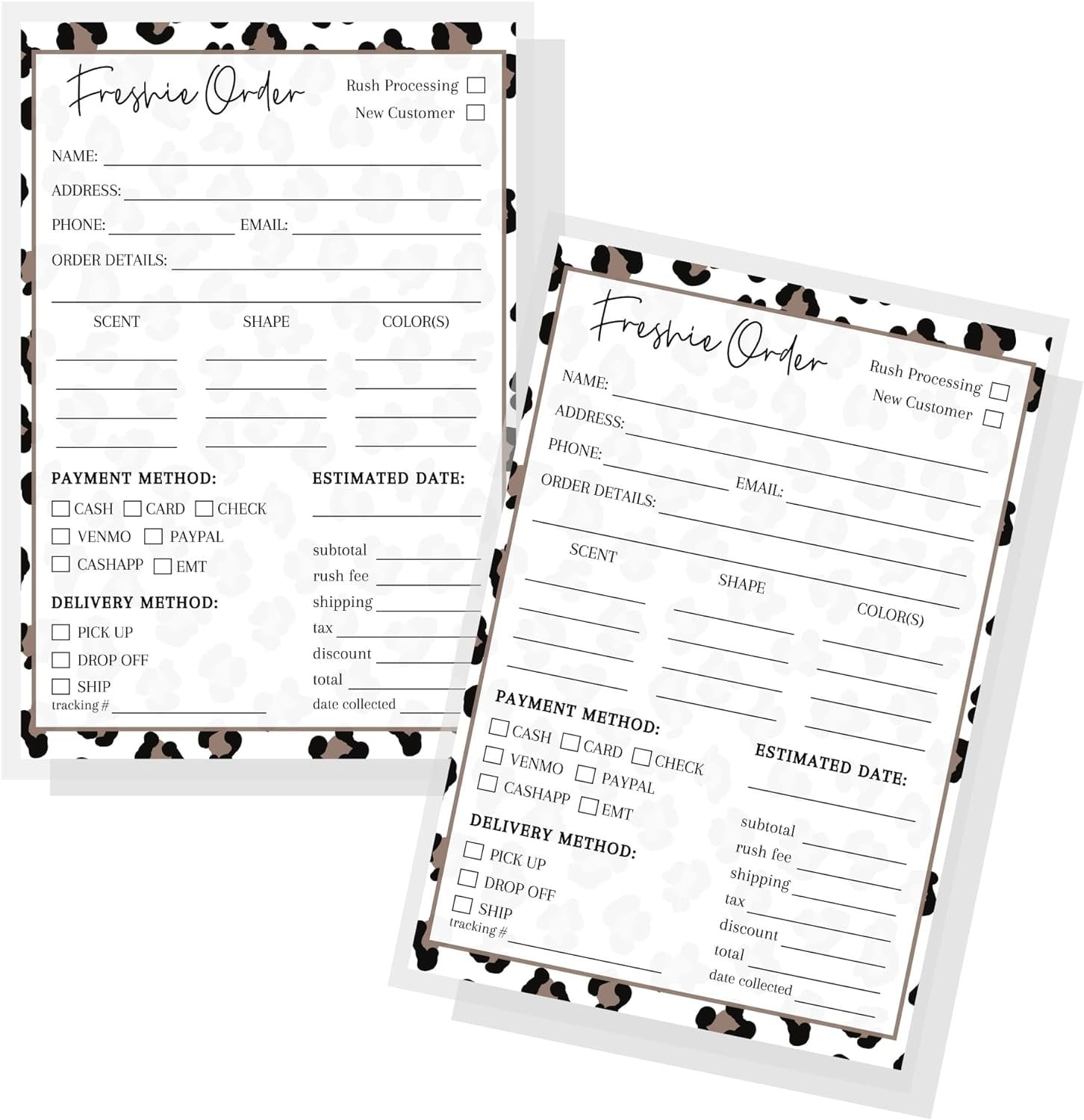 Freshie Order Forms 50 pk 5x7 Scent Label for Customer Re-Orders Bulk ...