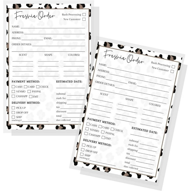 Freshie Order Forms 50 pk 5x7 Scent Label for Customer Re-Orders Bulk ...