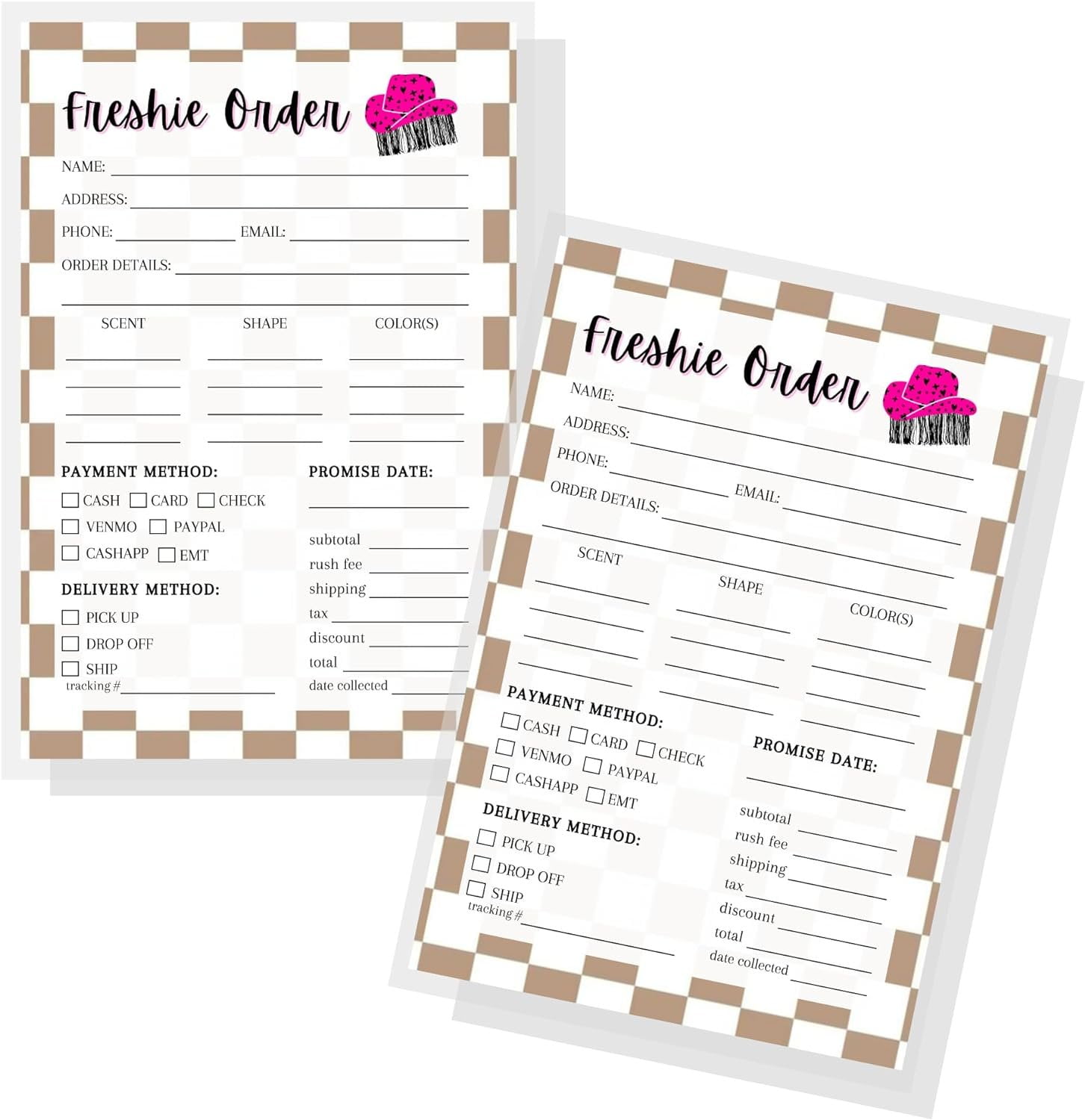 Freshie Order Forms 50 pk 5x7 Scent Label for Customer Re-Orders Bulk ...