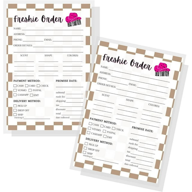 Freshie Order Forms 50 pk 5x7 Scent Label for Customer Re-Orders Bulk ...