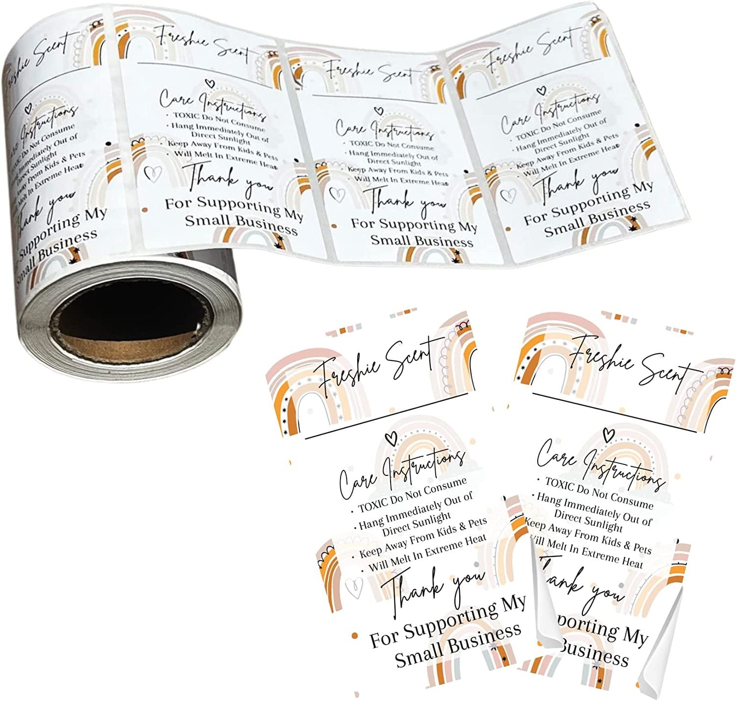 Freshie Warning Care Instruction Card Stickers 200 Sticker Roll 2x3.5 ...