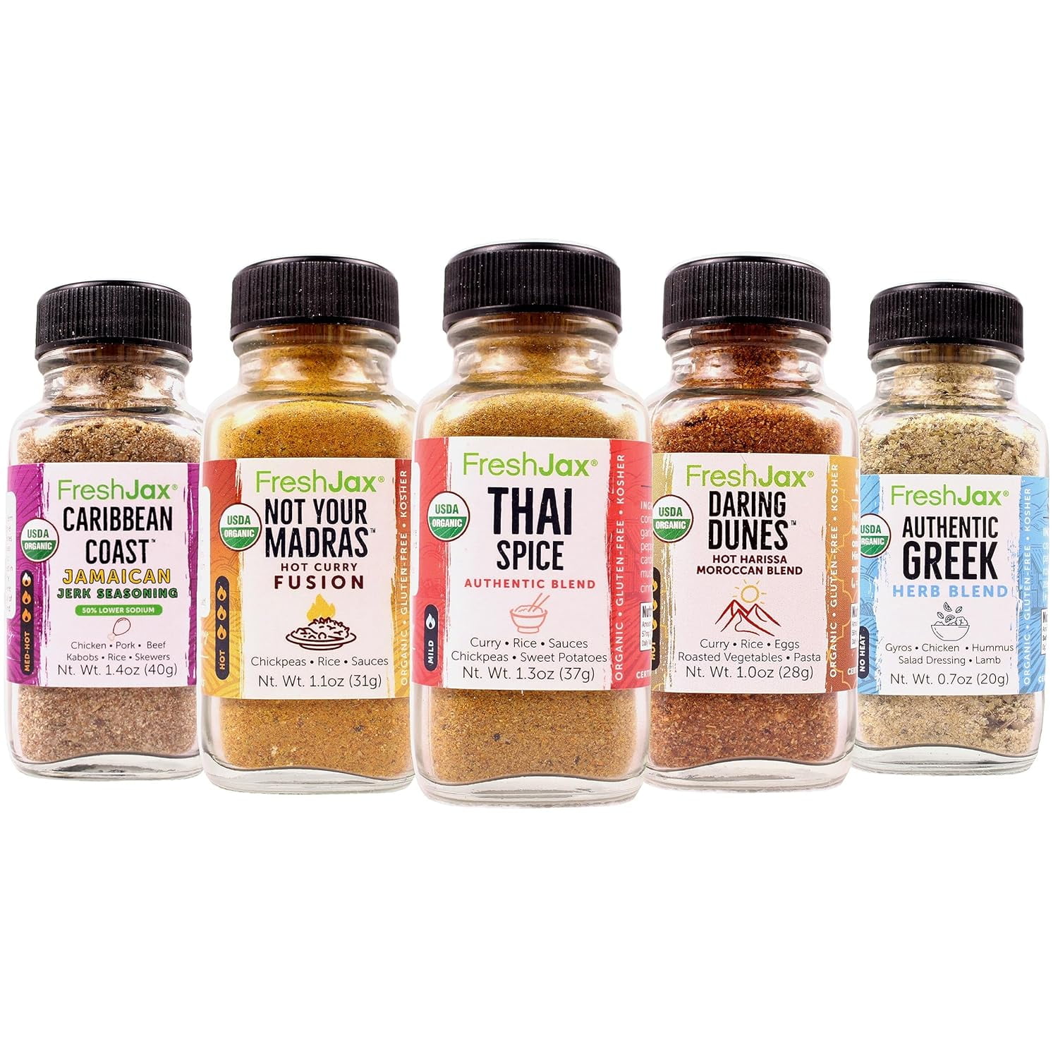 Freshjax International Spices Gift Set | 5 Sampler Sized Organic Spices ...
