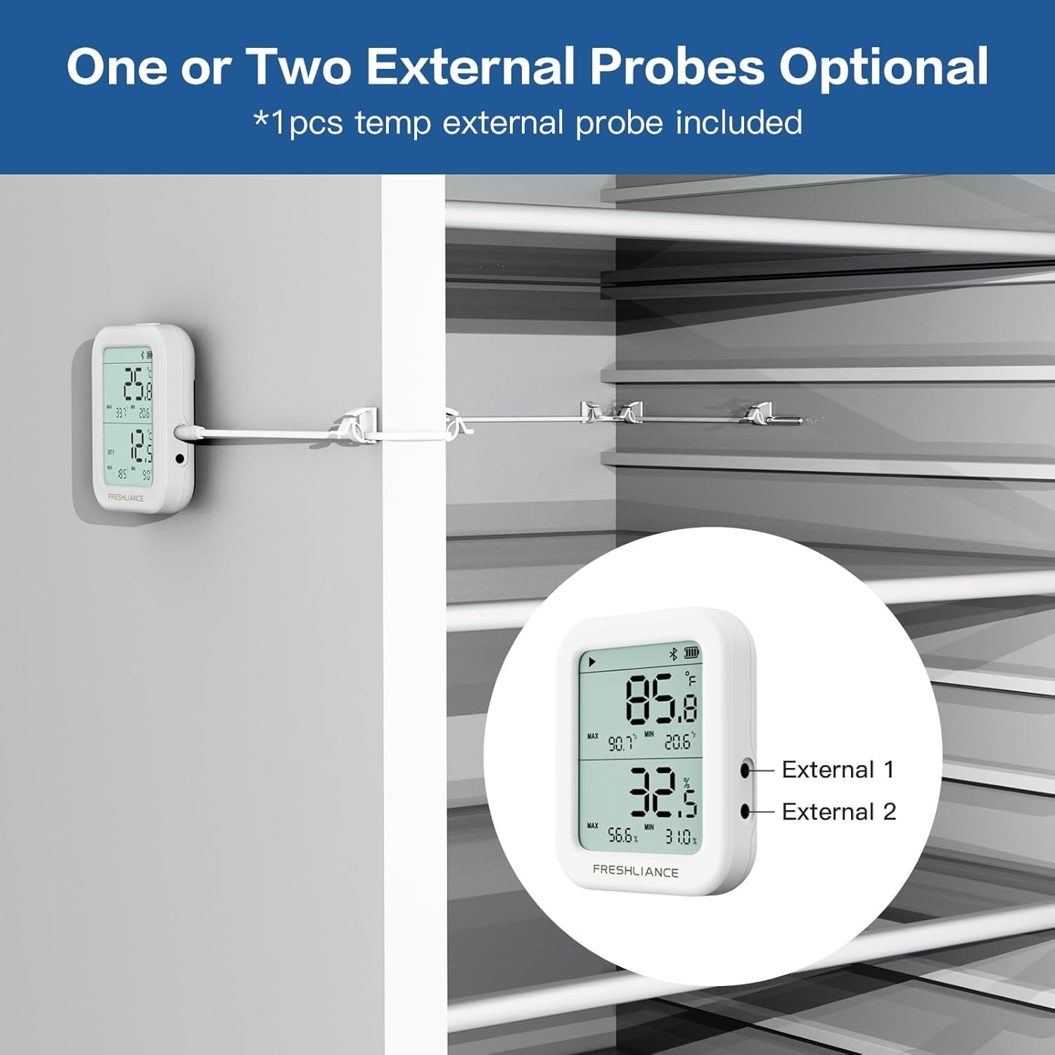 Freshliance Room Thermometer Indoor, Bluetooth Temperature Humidity ...