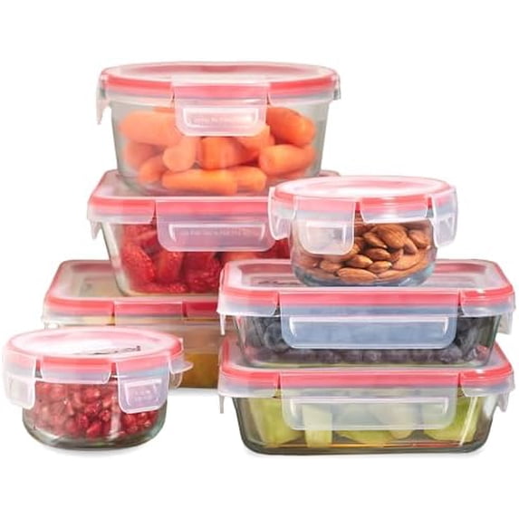 Freshlock 10-Pack Mixed Sized Airtight Glass Food Storage Container Set ...