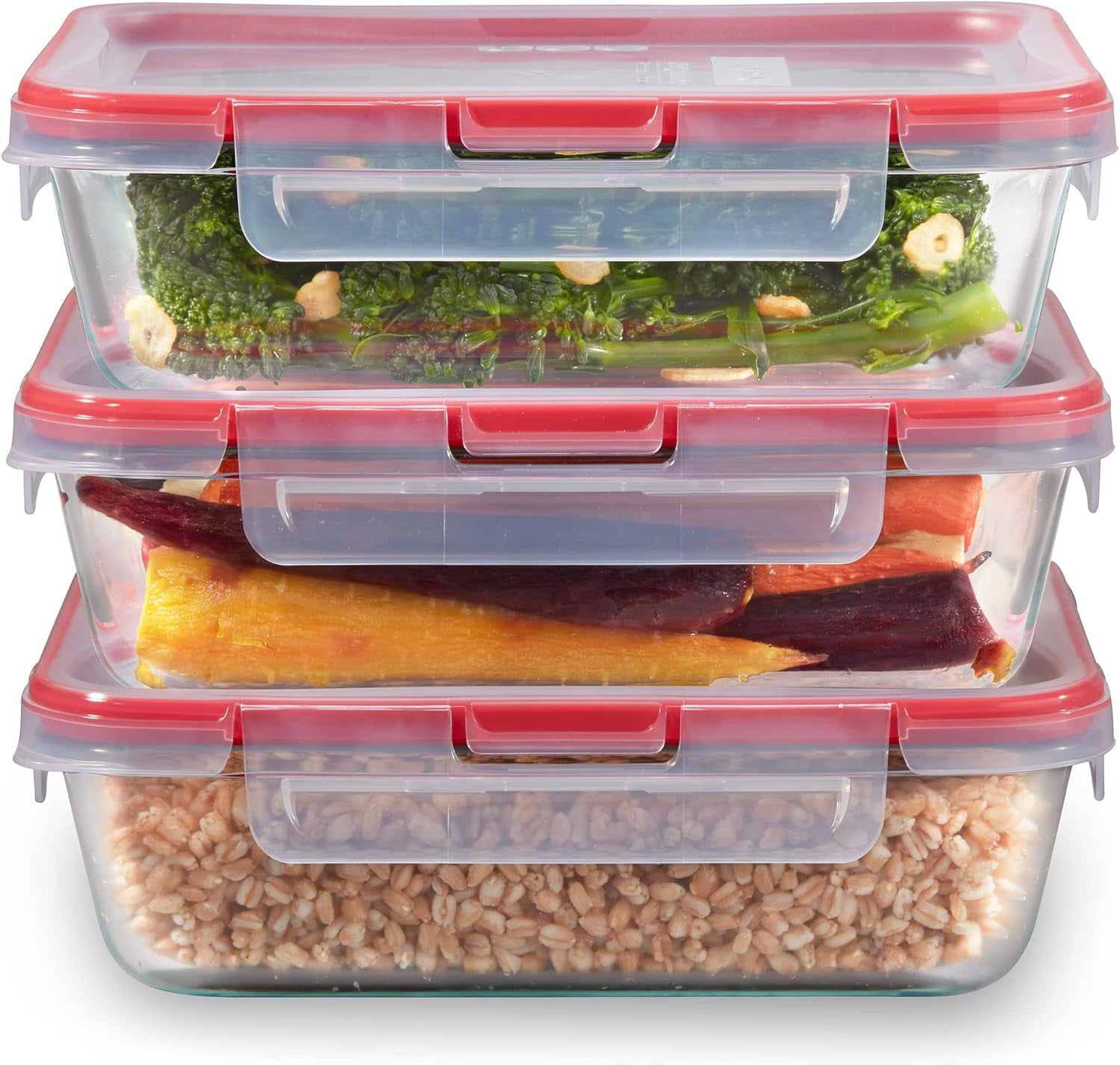 Freshlock 5-Pack (4-Cup) Glass Food Storage Containers Set, Airtight ...