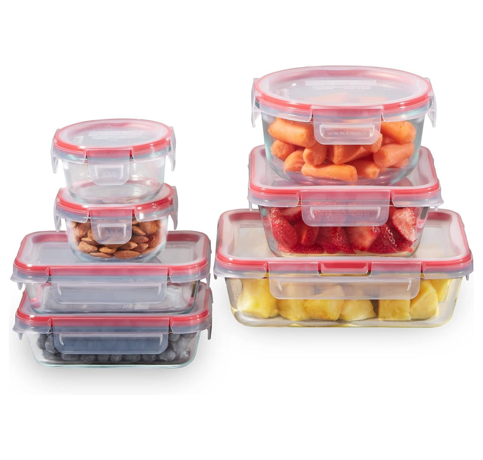Freshlock 7-Pack Mixed Size Glass Food Storage Meal Prep Container Set ...