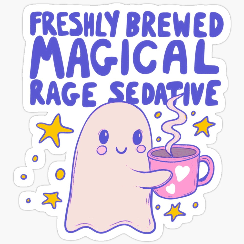 Freshly Brewed Magical Rage Sedative Ghost Sticker Phone Decal Water ...