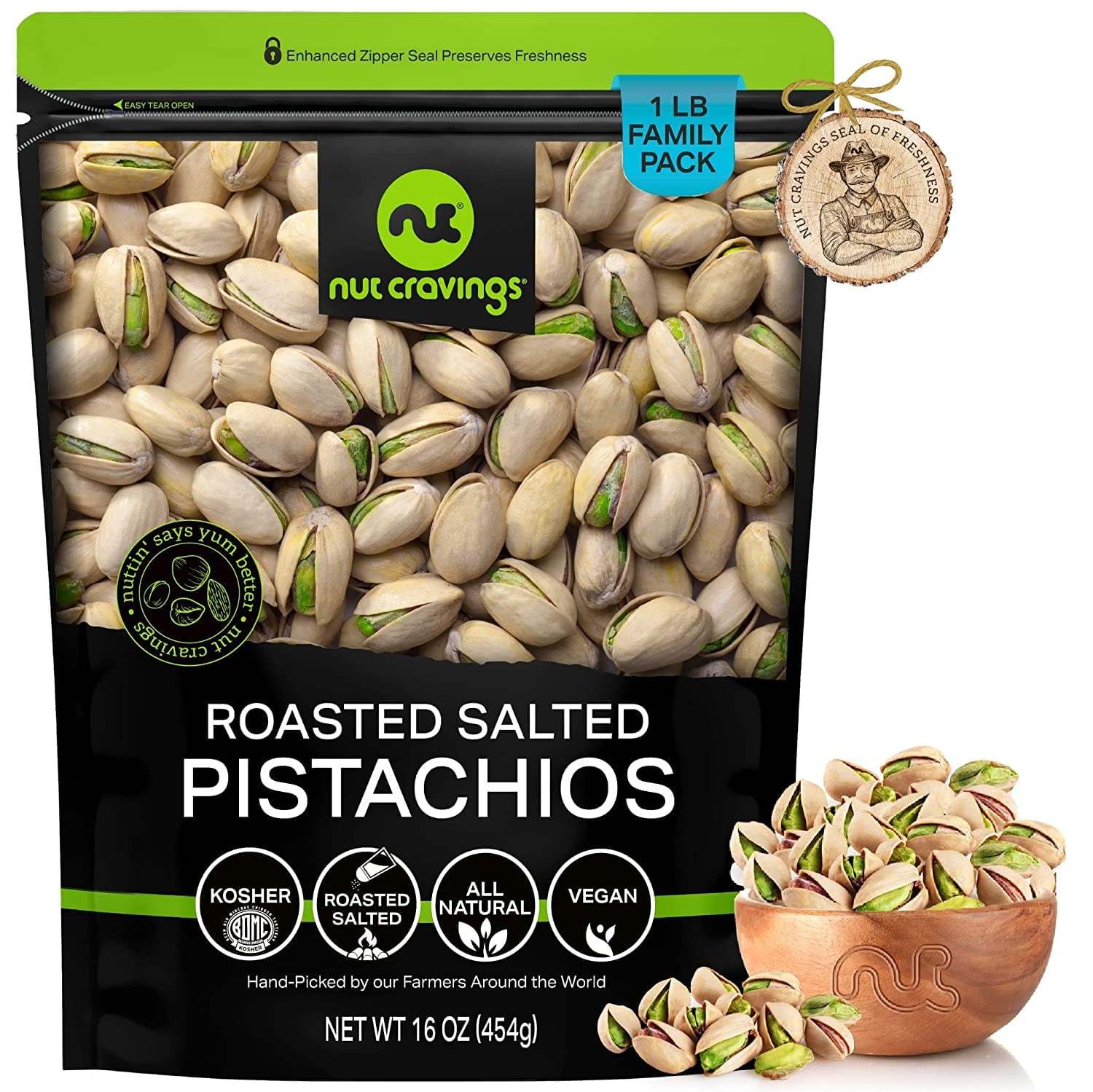 Nut Cravings California Roasted Salted Pistachios 16oz Resealable Bag ...