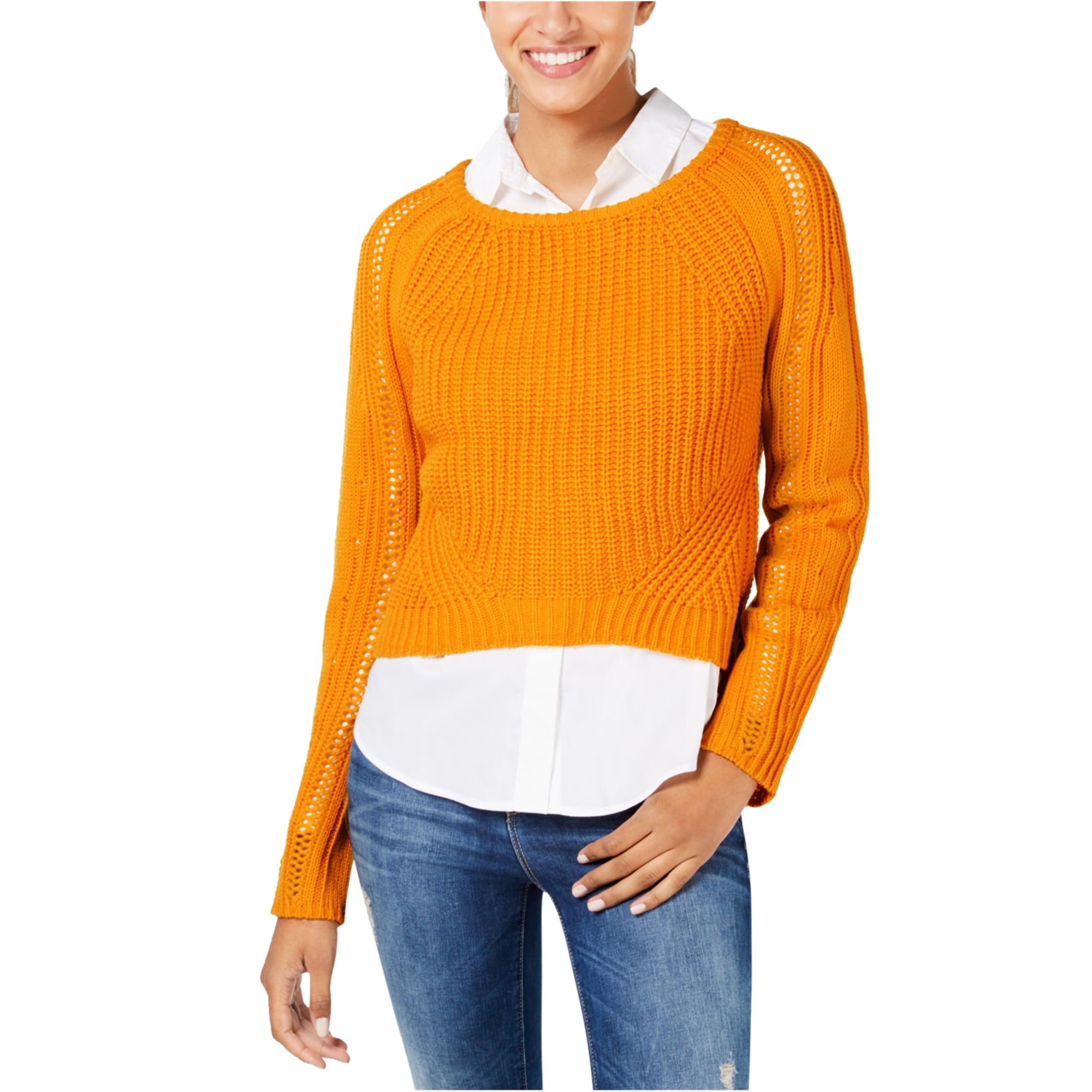Freshman Womens Cropped Pullover Sweater, Yellow, Large - Walmart.com