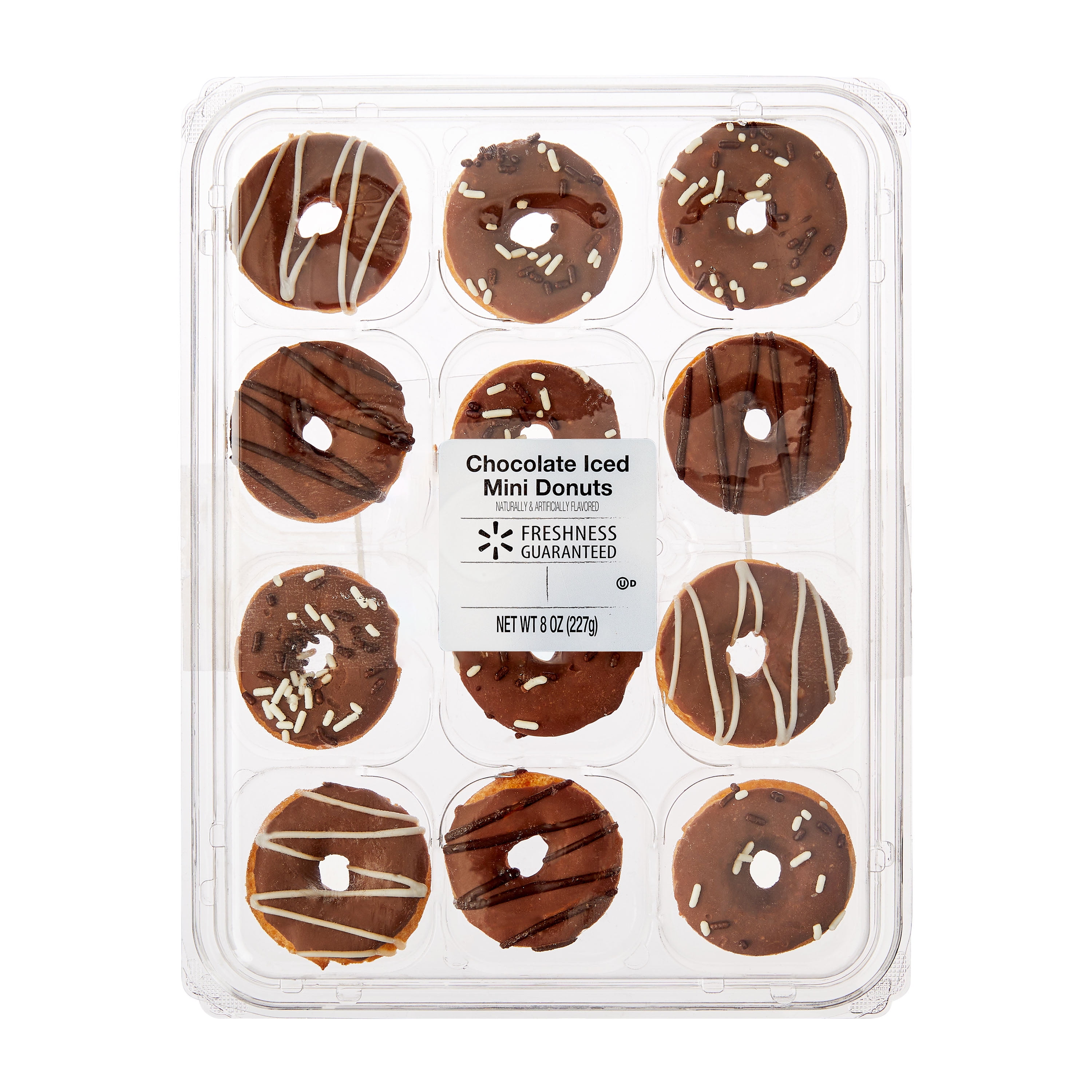 Freshness Guaranteed Chocolate Iced Mini Donuts, 8 oz, 12 Count, Moist ...